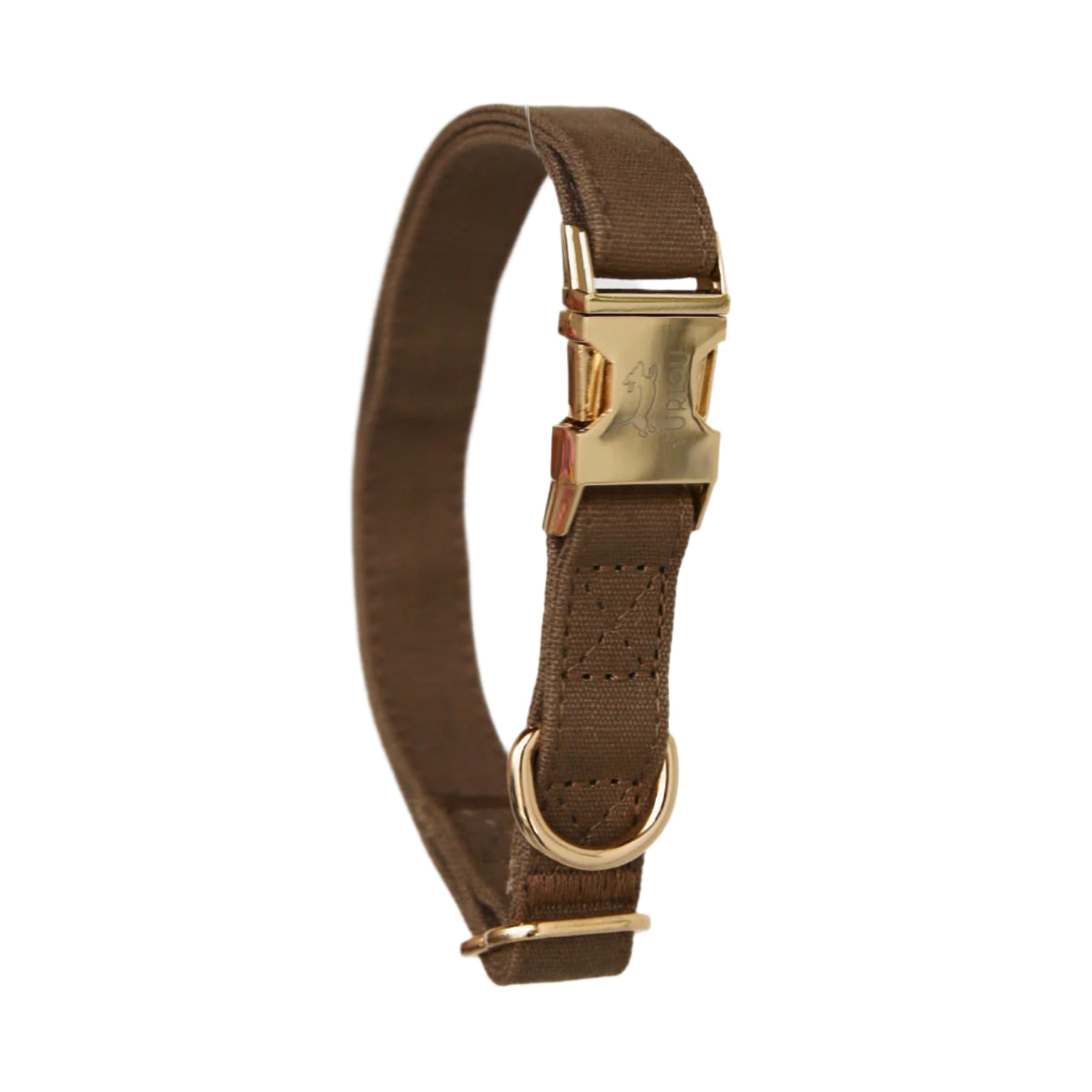 canvas collar with gold hardware - brown